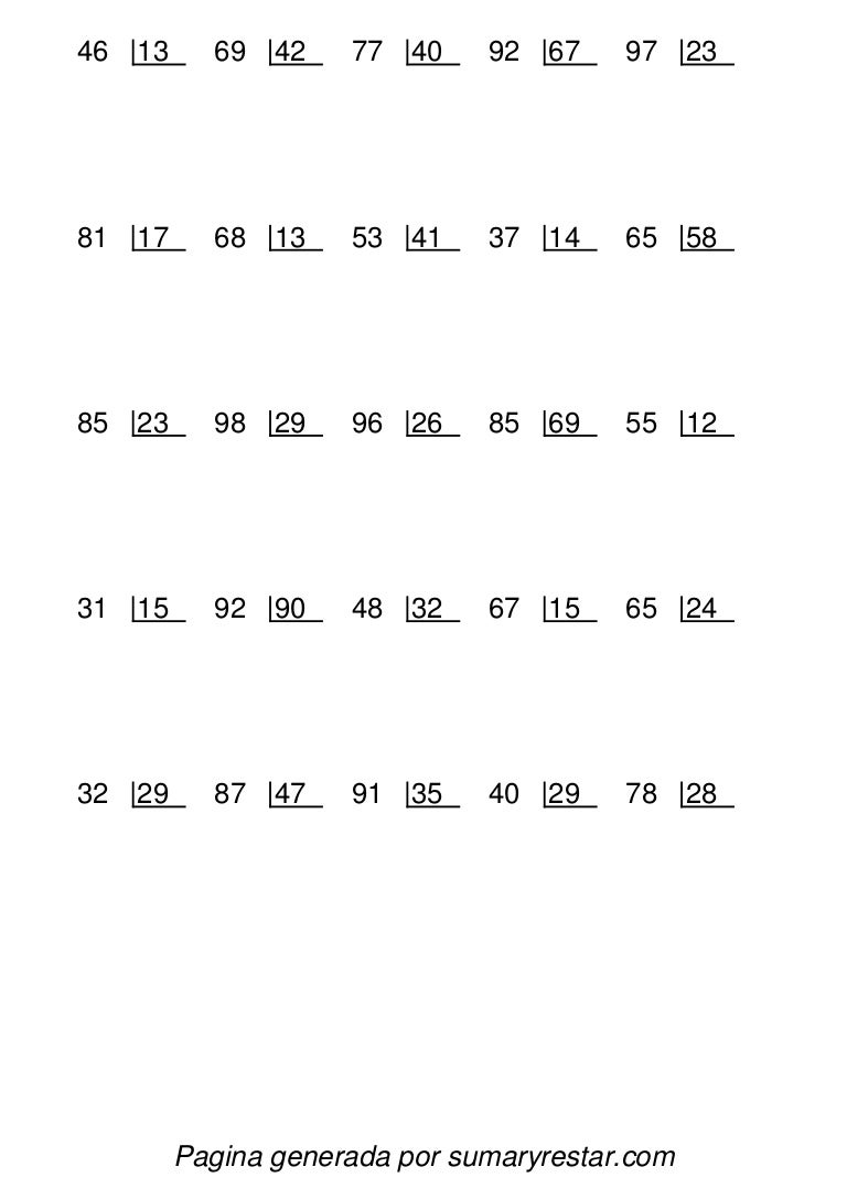 Divisiones De Dos Cifras