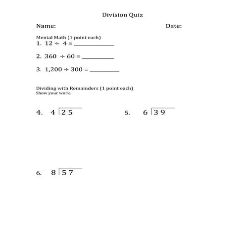 Division Test | PDF