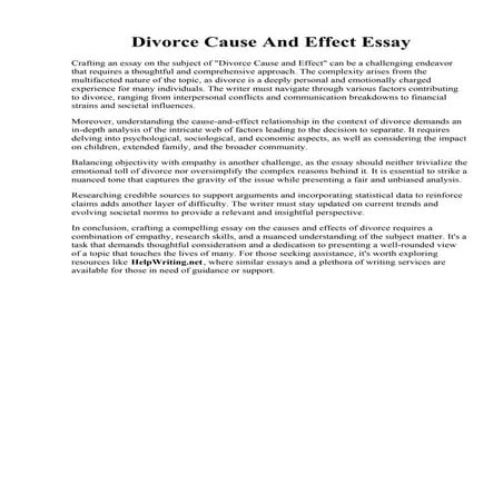 Divorce Cause And Effect Essay.pdfDivorce Cause And Effect Essay | PDF