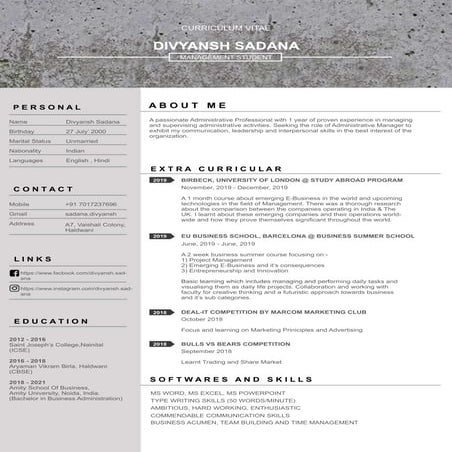 Divyansh Sadana CV | PDF