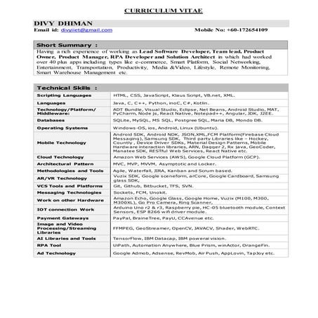 Divy's cv | PDF