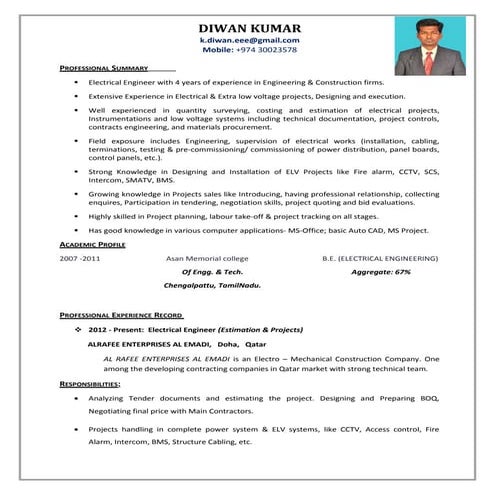 ELV Project Manager CV | DOCX
