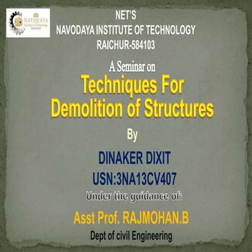 Techniques for Demolition of Structure | PPTX