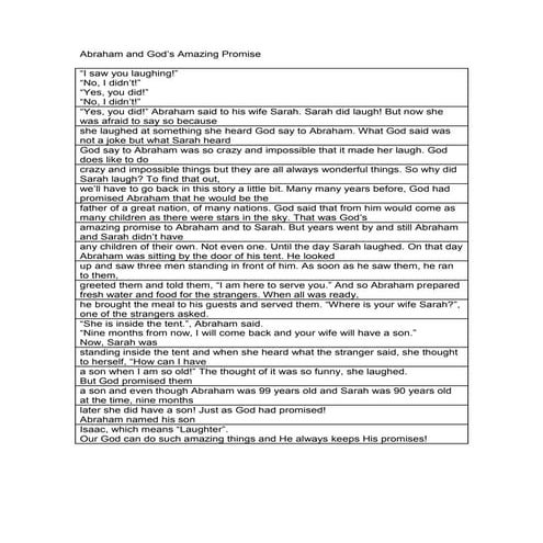 Diy abraham and god's amazing promise | DOCX