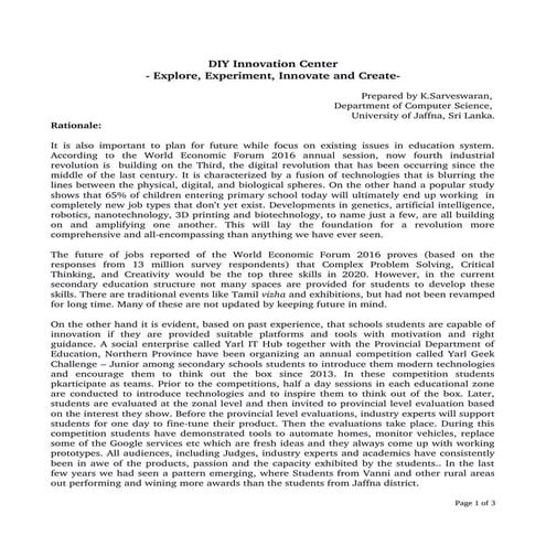 Concept paper - DIY Innovation Center | PDF