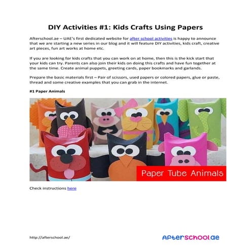 DIY Activities #1: Kids Crafts Using Papers | PDF