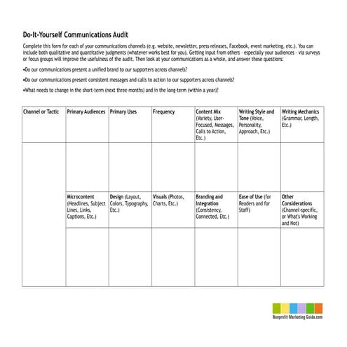 DIY Communications Audit Chart | DOC | Desktop Publishing | Computer ...
