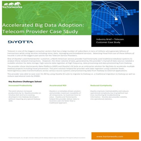 Telecom Provider Case Study | Big Data Adoption | Diyotta | PDF