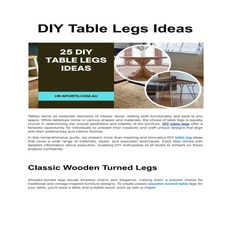 25 DIY Table Legs Ideas - HR Sports | PDF