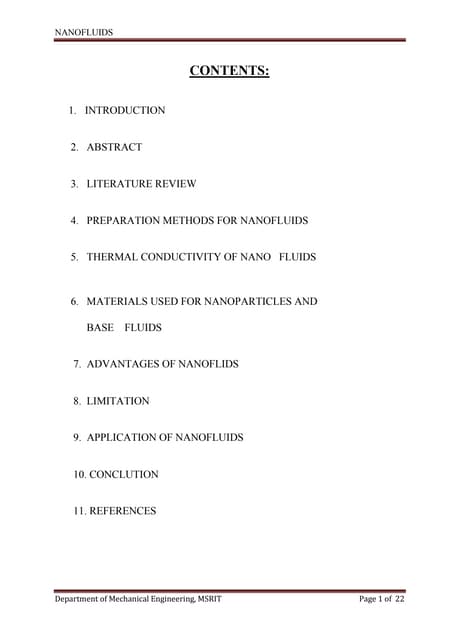 Nanofluids PPT | PPTX | Chemistry | Science