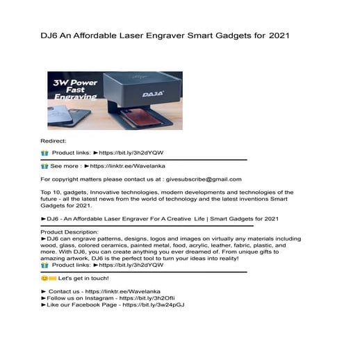 Dj6 an affordable laser engraver smart gadgets for 2021 | PDF