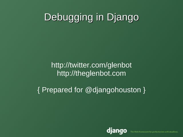 Django Debugging Odp Programming Languages Computing