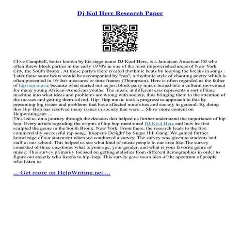 Dj Kol Herc Research Paper | PDF