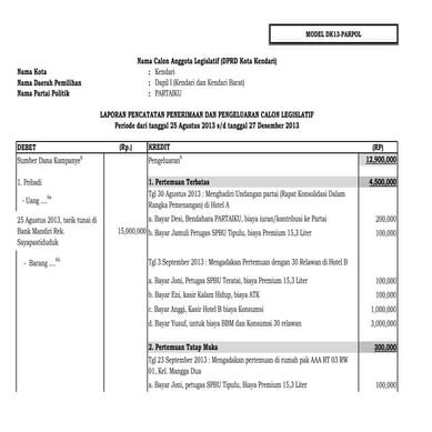 Simulasi Pengisian Model DK-13 | PDF