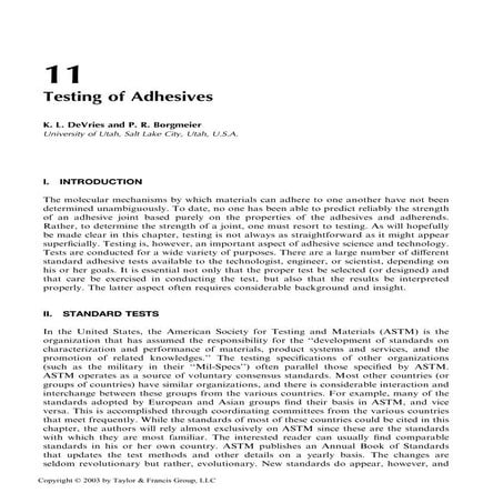 Testing of Adhesives | PDF
