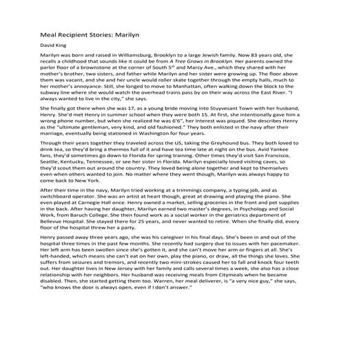 D King Writing Sample- Meals on Wheels Recipient Story.pdf
