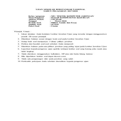 Dasar Kompetensi Keahlian TKJ - SMK | DOCX