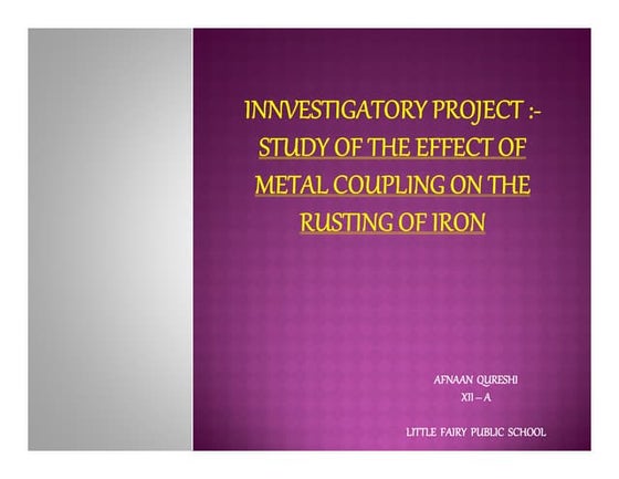 12th CHEMISTRY PROJECT - RUSTING OF IRON | PDF