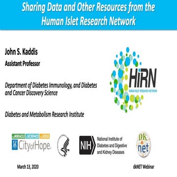 dkNET Webinar: Sharing Data and Other Resources from the Human Islet ...