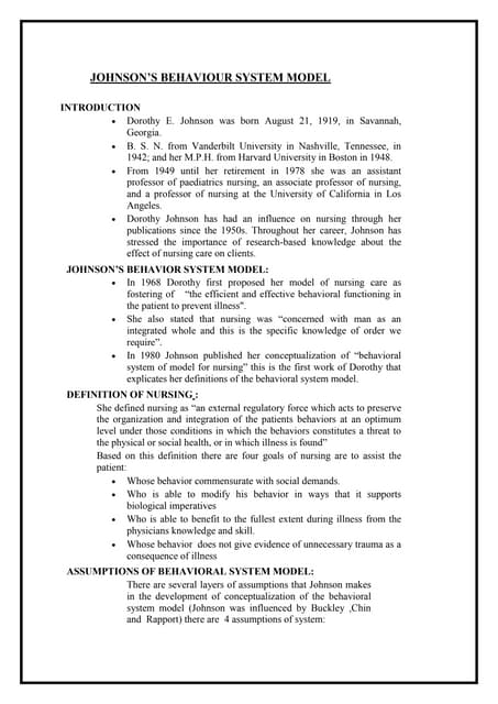 Johnson's behaviour model.pdf | Parenting Babies and Toddlers | Parenting