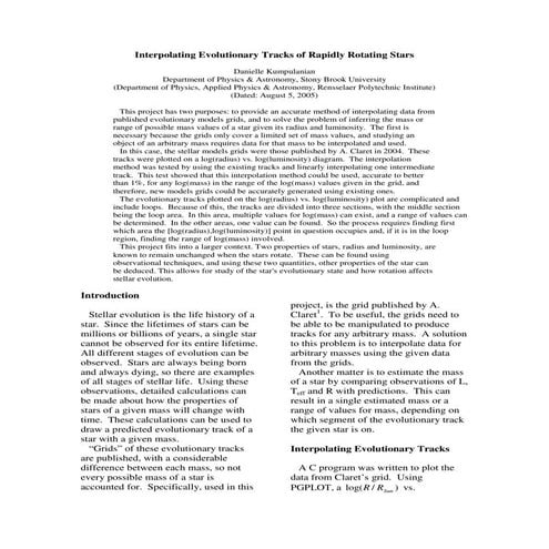 Interpolating evolutionary tracks of rapidly rotating stars - paper ...