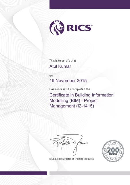 Certificate of Completion the BIM Execution Plan for Architects | PDF