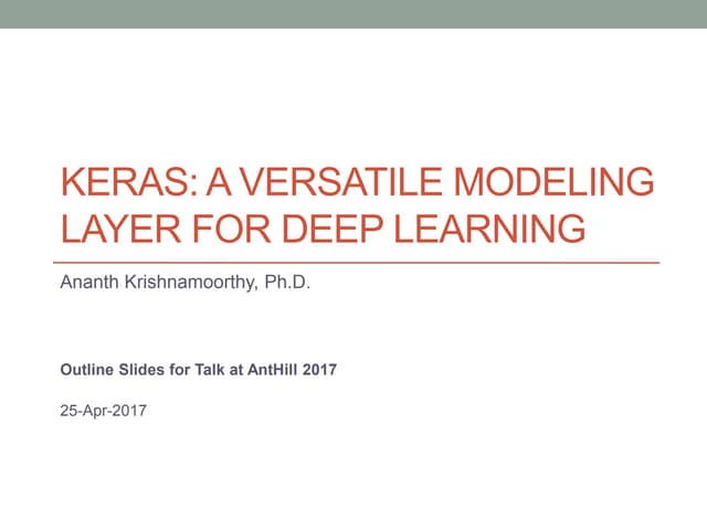 Keras A Versatile Modeling Layer For Deep Learning Pptx
