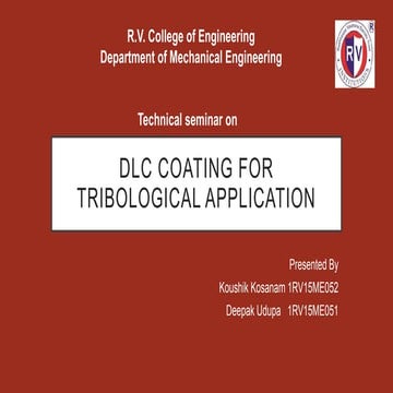 DLC coatings for tribological applications | PPTX