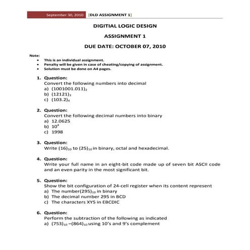 Dld assignment 1 | PDF