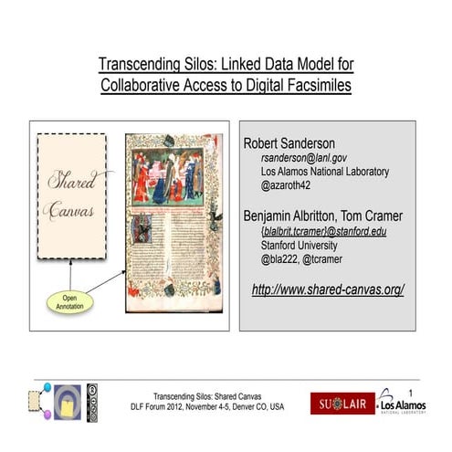 Transcending Silos: Shared Canvas Data Model for Digital Facsimiles | PPT
