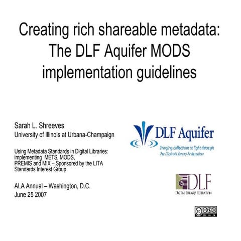 DLF Aquifer MODS Implementation Guidelines | PPT | Databases | Computer Software and Applications