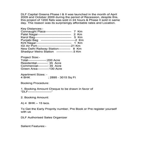 DLF Capital Greens. | PDF