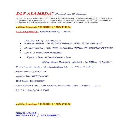 DLF PLOTS % 9213098617/ 9873471133 | PDF