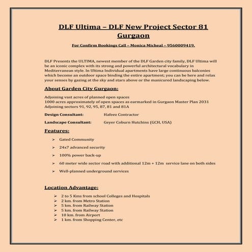 Dlf ultima sector 81 gurgaon | PDF