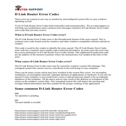 D link router_error_codes | PDF