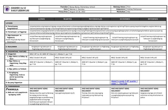 LESSON PLAN IN ARAL. PAN 5 MELC 1 # 1.docx