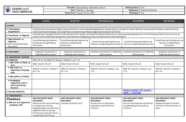 LESSON PLAN IN ARAL. PAN 5 MELC 1 # 1.docx