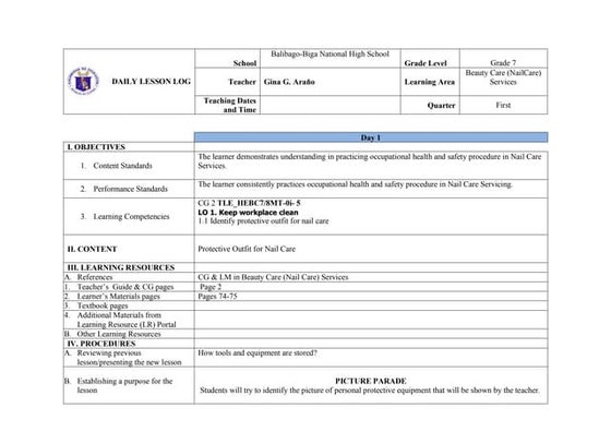 TLE/ HE Beauty Care Curriculum Guide | PDF