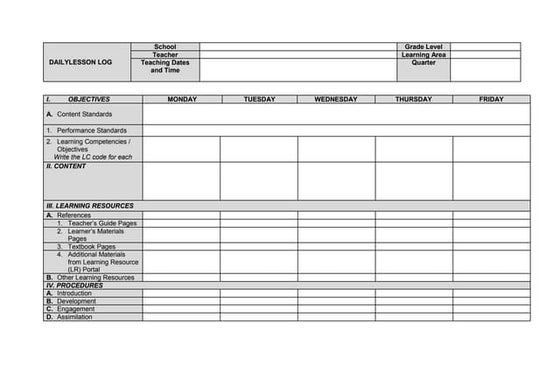 DAILY_LESSON_LOG_TEMPLATE.pdf | Educational Assessment | Education