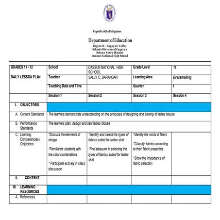 Dll Dressmaking Week2 Docx