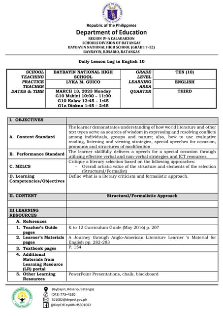 ENGLISH MELCs Grade 10 pdf version deped | PPT