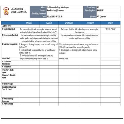 DLL- ENGLISH 3 - Q4 - WEEK 8_NEW.docx.... | PPT