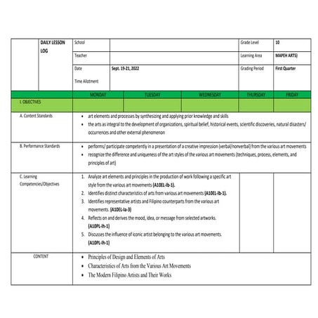 DLL - MAPEH - 10 1ST QUARTER - WEEK 5 ARTS.docx