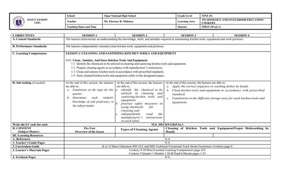 dll-tle-9-cookery.docx | Educational Assessment | Education