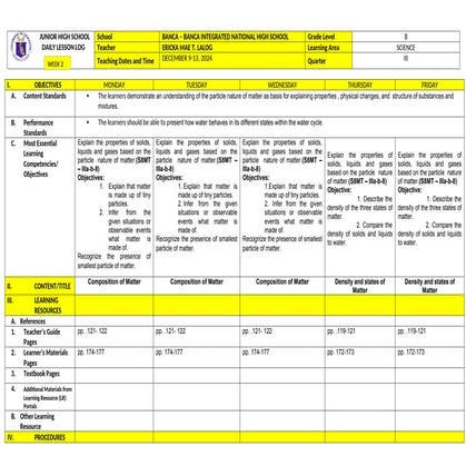 science 8 lesson plan-DLL-Q3week2. lesson plan science 8 | DOCX