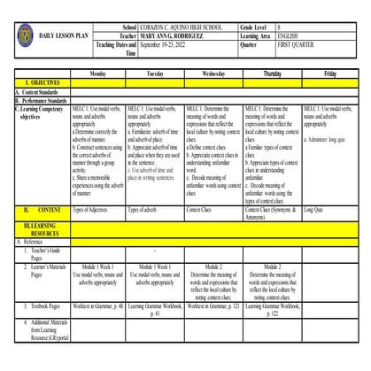 Transition words lesson plan | DOCX