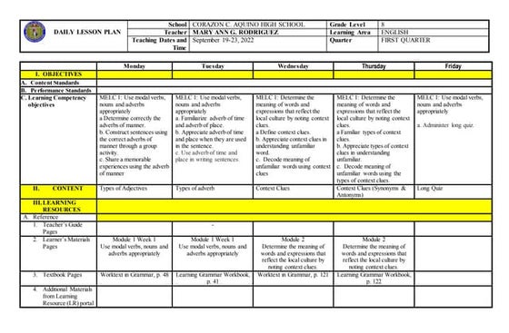 COT 4 Learning Plan: Collecting and Organizing Data using Tables-Grade 4 Mathematics | PDF