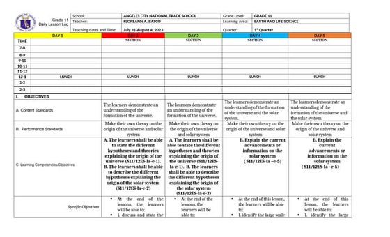 Grade 11 Earth & Life Science Lesson 1 | PPTX