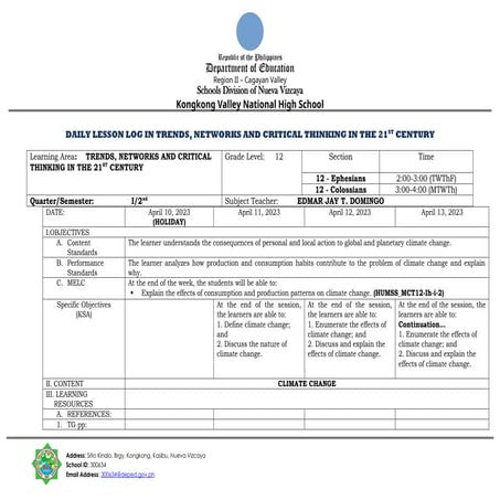5TH WEEK.docx dll science grade 9 quarter 3 | DOCX