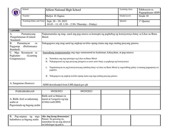 ESP MELCs Grade 10.pdf